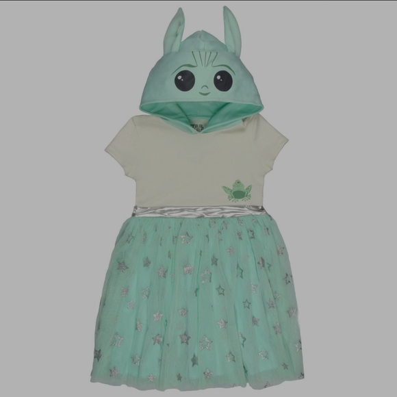Disney | Dresses | Girls Disney Dress Baby Yoda Grogu Hoodie Star Wars ...